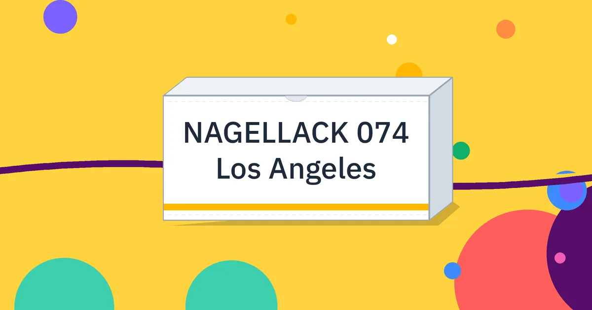 Symbolbild: Packung mit der Aufschrift NAGELLACK 074 Los Angeles (PZN 10849647) – Verfügbarkeit und Bezug in Apotheken in Frankfurt am Main