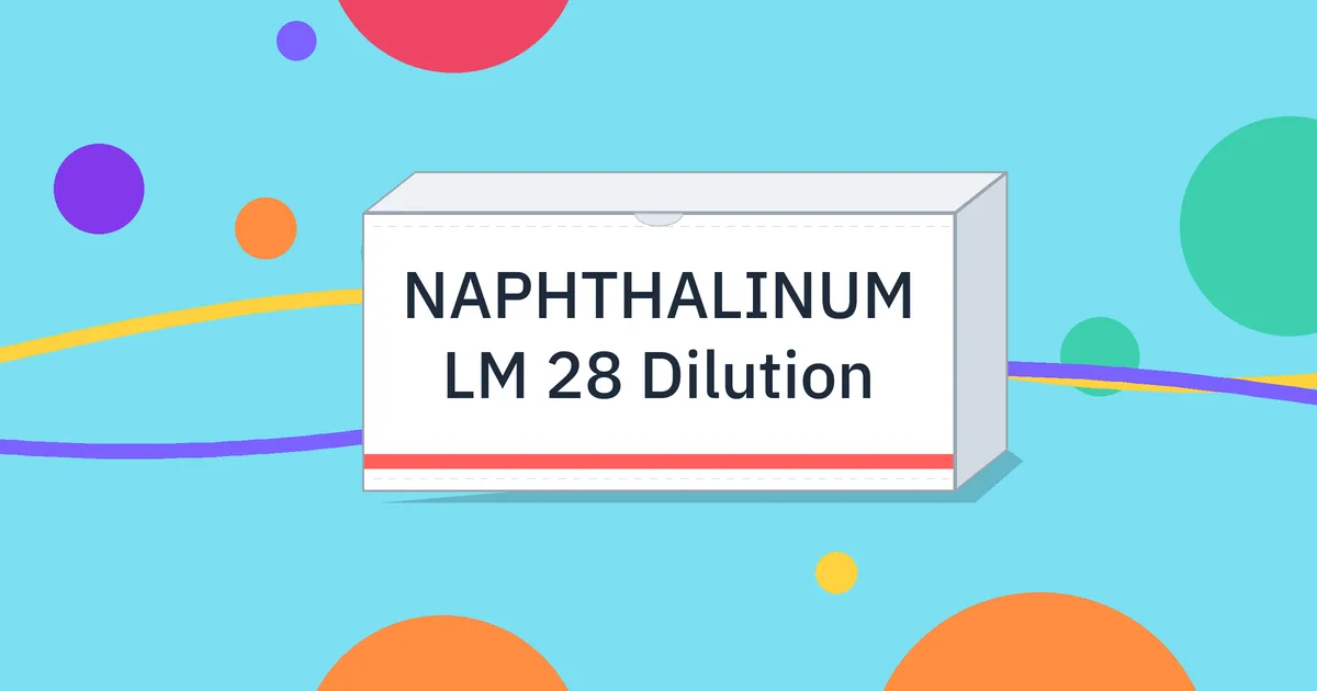 Symbolbild: Packung mit der Aufschrift NAPHTHALINUM LM 28 Dilution (PZN 12958642) – Verfügbarkeit und Bezug in Apotheken in Frankfurt am Main