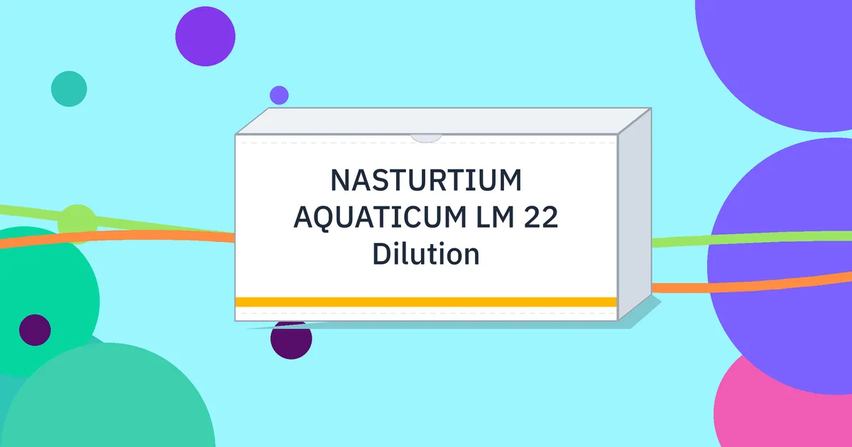 Symbolbild: Packung mit der Aufschrift NASTURTIUM AQUATICUM LM 22 Dilution (PZN 13616429) – Verfügbarkeit und Bezug in Apotheken in Frankfurt am Main