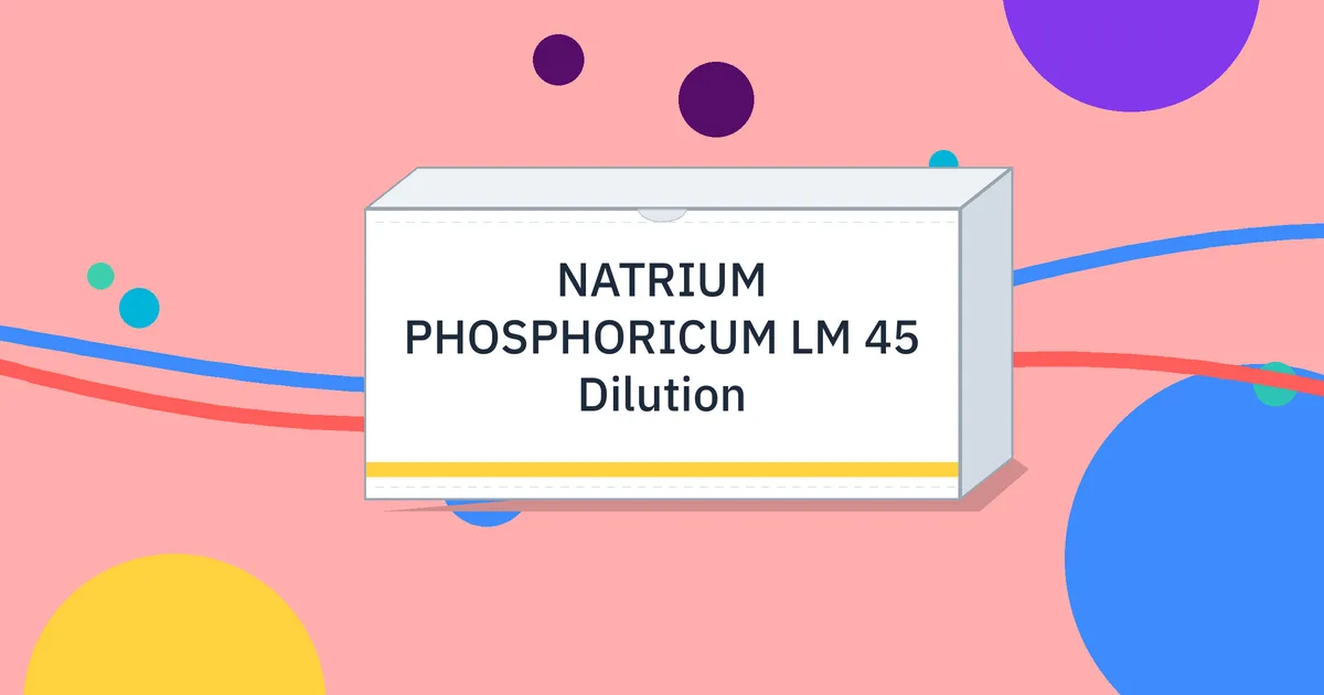 Symbolbild: Packung mit der Aufschrift NATRIUM PHOSPHORICUM LM 45 Dilution (PZN 12966297) – Verfügbarkeit und Bezug in Apotheken in Frankfurt am Main