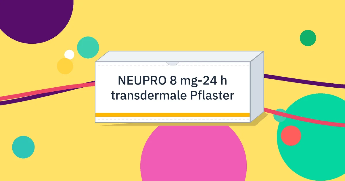 Symbolbild: Packung mit der Aufschrift NEUPRO 8 mg-24 h transdermale Pflaster (PZN 09339792) – Verfügbarkeit und Bezug in Apotheken in Frankfurt am Main