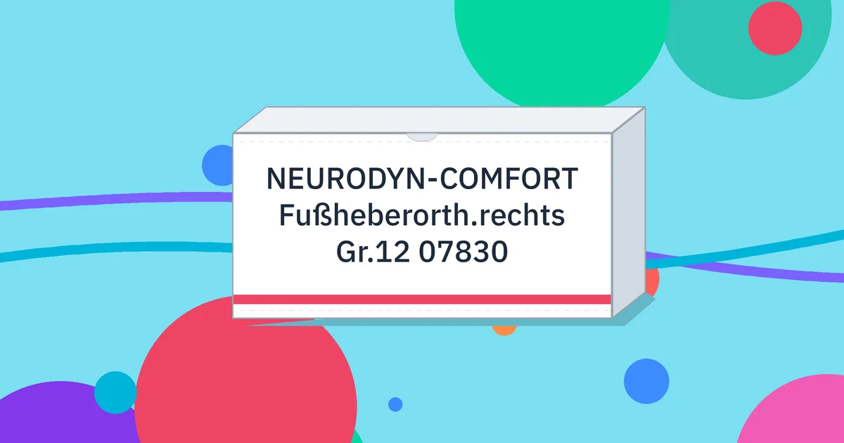 Symbolbild: Packung mit der Aufschrift NEURODYN-COMFORT Fußheberorth.rechts Gr.12 07830 (PZN 09390103) – Verfügbarkeit und Bezug in Apotheken in Frankfurt am Main