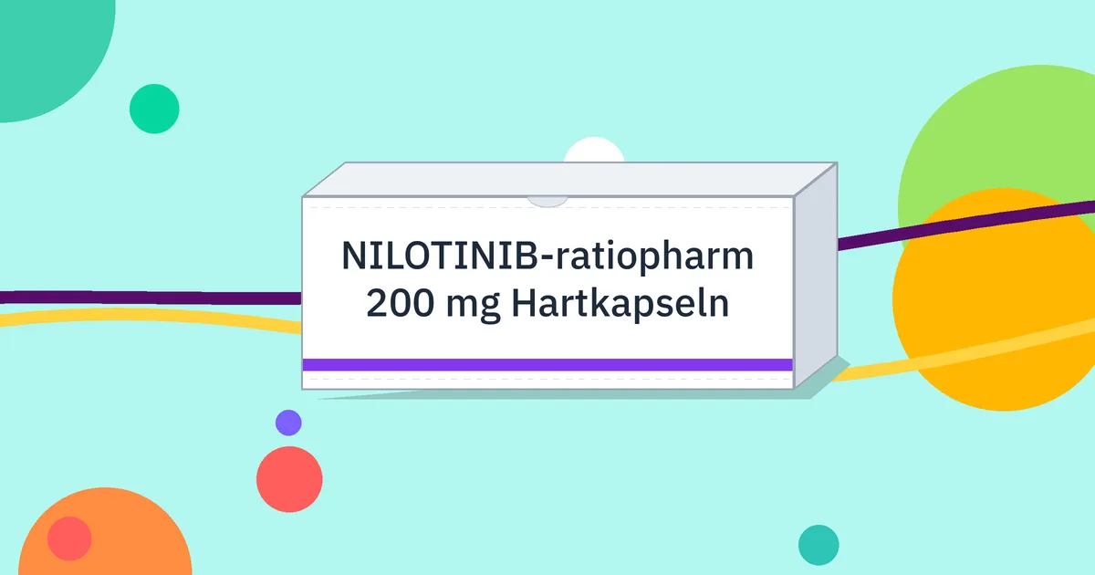 Symbolbild: Packung mit der Aufschrift NILOTINIB-ratiopharm 200 mg Hartkapseln (PZN 19238336) – Verfügbarkeit und Bezug in Apotheken in Frankfurt am Main