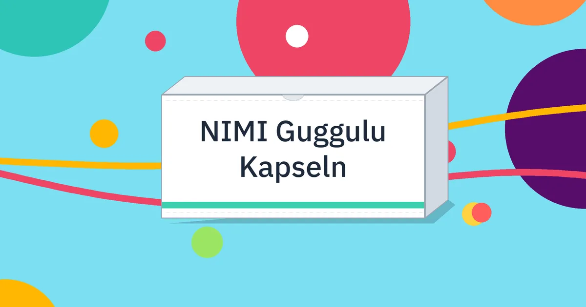 Symbolbild: Packung mit der Aufschrift NIMI Guggulu Kapseln (PZN 14234813) – Verfügbarkeit und Bezug in Apotheken in Frankfurt am Main