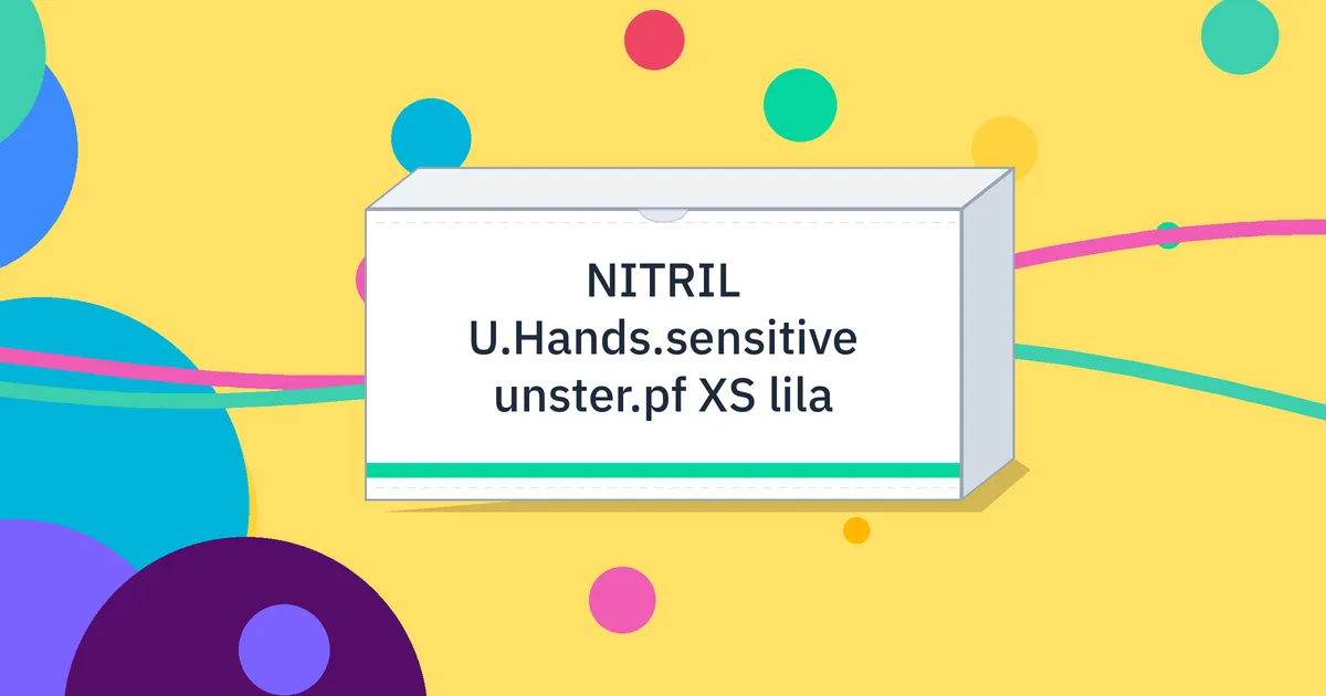 Symbolbild: Packung mit der Aufschrift NITRIL U.Hands.sensitive unster.pf XS lila (PZN 11306908) – Verfügbarkeit und Bezug in Apotheken in Frankfurt am Main