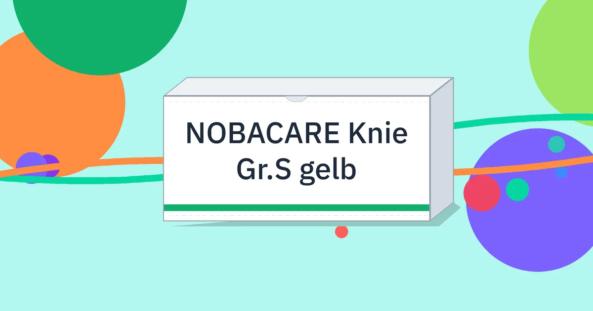 Symbolbild: Packung mit der Aufschrift NOBACARE Knie Gr.S gelb (PZN 15227005) – Verfügbarkeit und Bezug in Apotheken in Frankfurt am Main