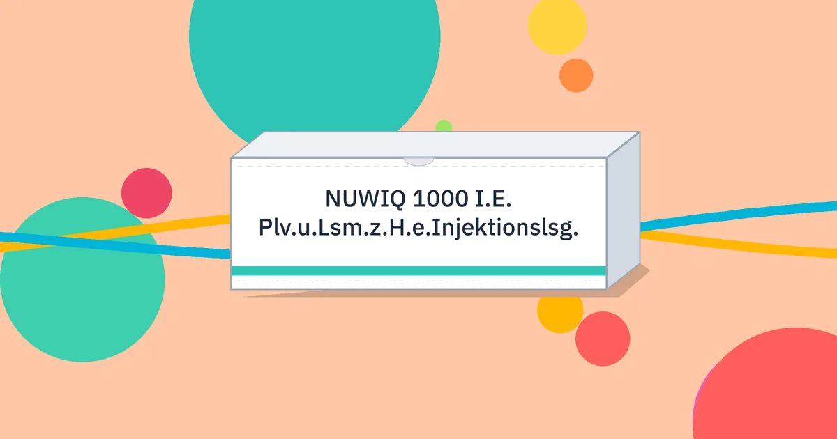 Symbolbild: Packung mit der Aufschrift NUWIQ 1000 I.E. Plv.u.Lsm.z.H.e.Injektionslsg. (PZN 17442073) – Verfügbarkeit und Bezug in Apotheken in Frankfurt am Main