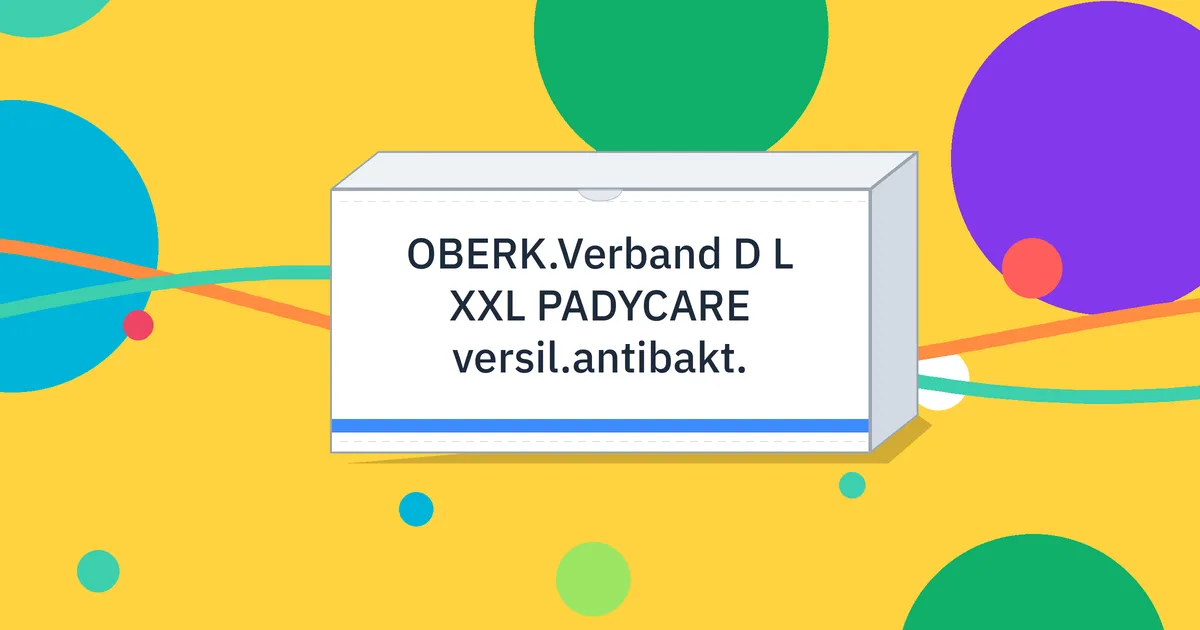 Symbolbild: Packung mit der Aufschrift OBERK.Verband D L XXL PADYCARE versil.antibakt. (PZN 10938948) – Verfügbarkeit und Bezug in Apotheken in Frankfurt am Main