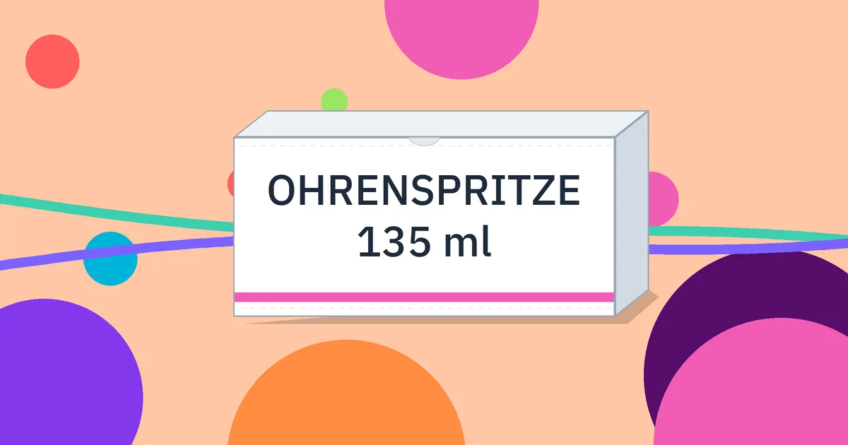 Symbolbild: Packung mit der Aufschrift OHRENSPRITZE 135 ml (PZN 18826284) – Verfügbarkeit und Bezug in Apotheken in Frankfurt am Main