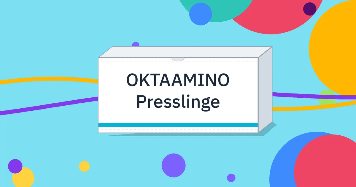 Symbolbild: Packung mit der Aufschrift OKTAAMINO Presslinge (PZN 14165354) – Verfügbarkeit und Bezug in Apotheken in Frankfurt am Main