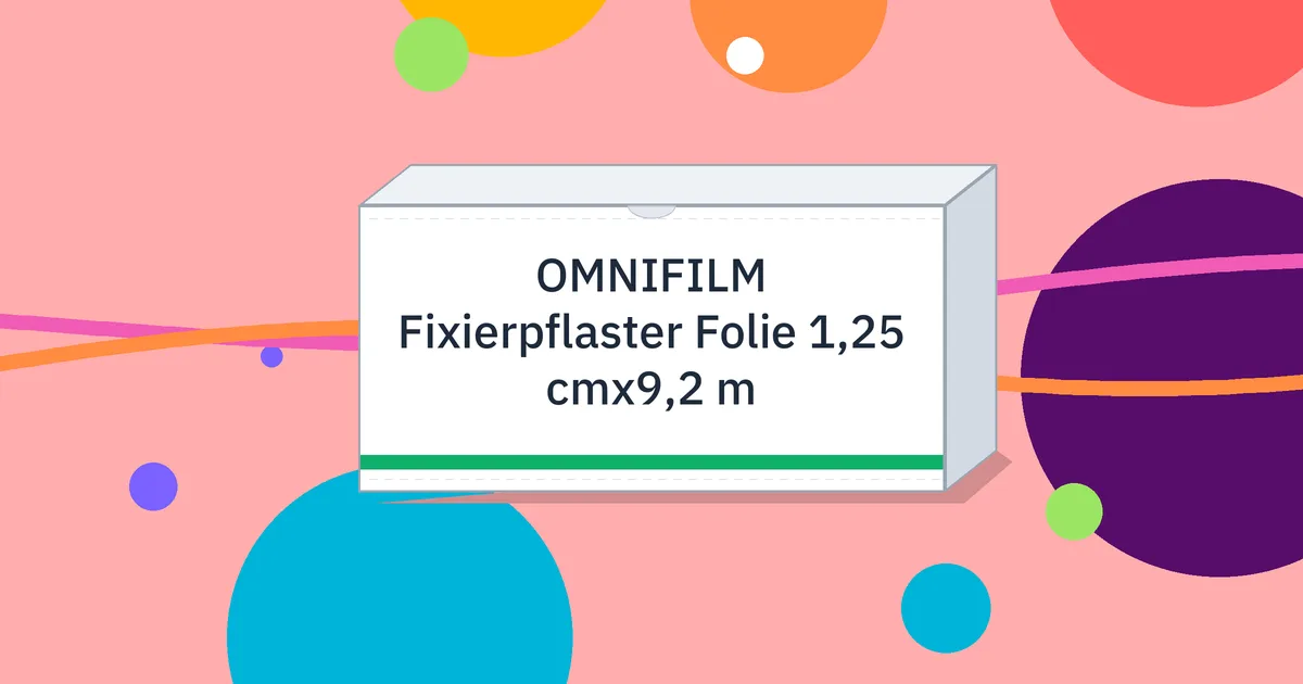 Symbolbild: Packung mit der Aufschrift OMNIFILM Fixierpflaster Folie 1,25 cmx9,2 m (PZN 11163277) – Verfügbarkeit und Bezug in Apotheken in Frankfurt am Main