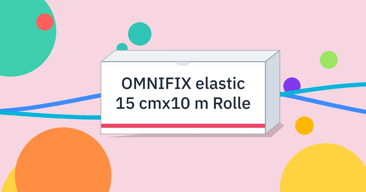 Symbolbild: Packung mit der Aufschrift OMNIFIX elastic 15 cmx10 m Rolle (PZN 14306903) – Verfügbarkeit und Bezug in Apotheken in Frankfurt am Main