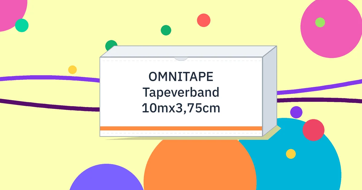 Symbolbild: Packung mit der Aufschrift OMNITAPE Tapeverband 10mx3,75cm (PZN 00696473) – Verfügbarkeit und Bezug in Apotheken in Frankfurt am Main