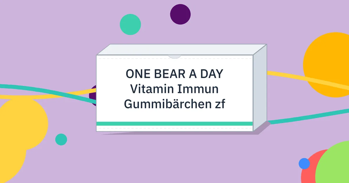 Symbolbild: Packung mit der Aufschrift ONE BEAR A DAY Vitamin Immun Gummibärchen zf (PZN 18039540) – Verfügbarkeit und Bezug in Apotheken in Frankfurt am Main