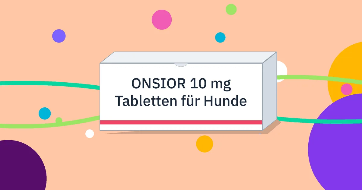 Symbolbild: Packung mit der Aufschrift ONSIOR 10 mg Tabletten für Hunde (PZN 16943318) – Verfügbarkeit und Bezug in Apotheken in Frankfurt am Main