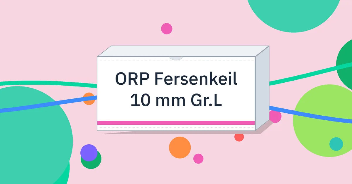 Symbolbild: Packung mit der Aufschrift ORP Fersenkeil 10 mm Gr.L (PZN 05360677) – Verfügbarkeit und Bezug in Apotheken in Frankfurt am Main