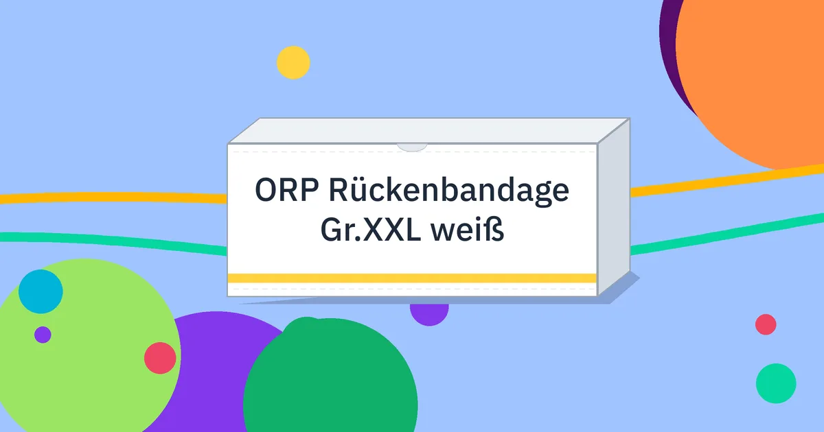Symbolbild: Packung mit der Aufschrift ORP Rückenbandage Gr.XXL weiß (PZN 04901964) – Verfügbarkeit und Bezug in Apotheken in Frankfurt am Main
