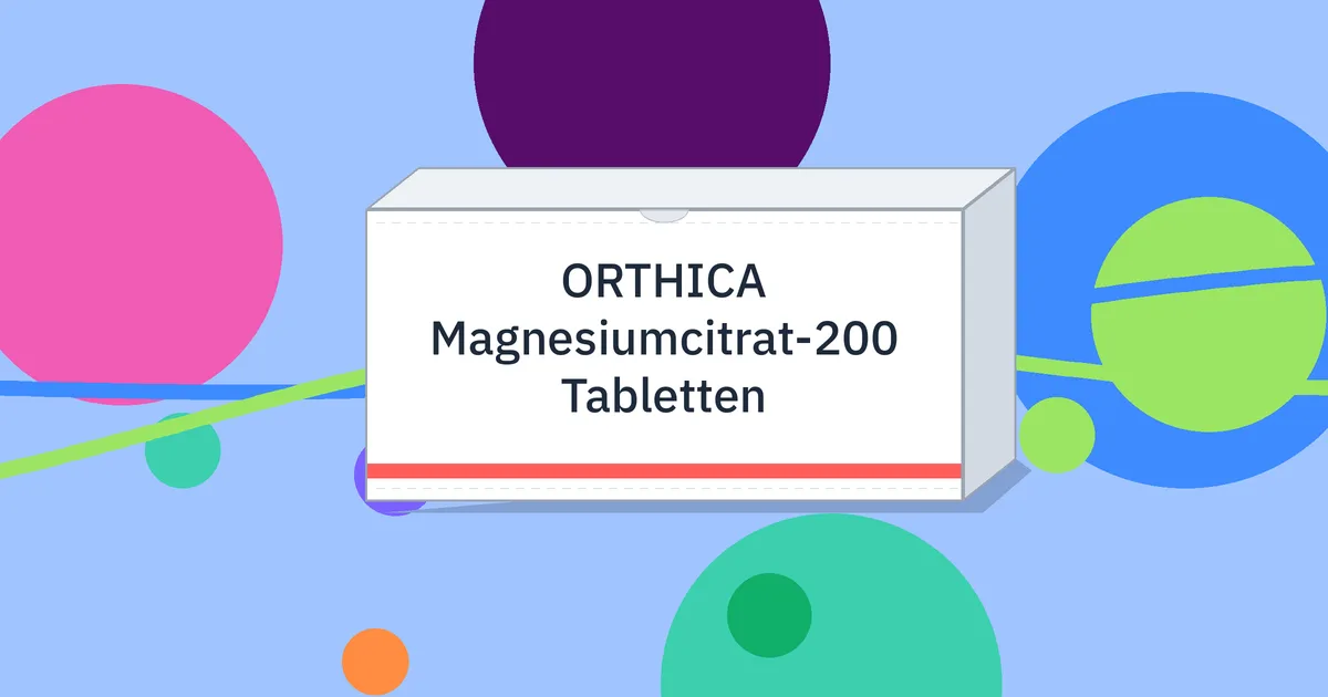Symbolbild: Packung mit der Aufschrift ORTHICA Magnesiumcitrat-200 Tabletten (PZN 20415080) – Verfügbarkeit und Bezug in Apotheken in Frankfurt am Main