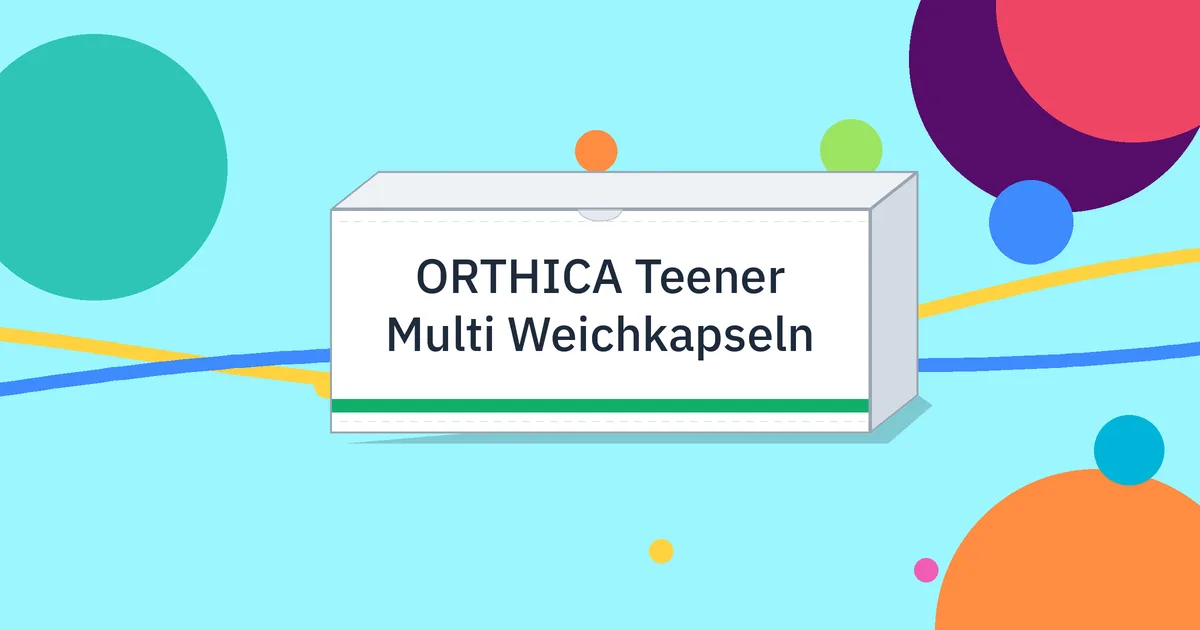 Symbolbild: Packung mit der Aufschrift ORTHICA Teener Multi Weichkapseln (PZN 13860477) – Verfügbarkeit und Bezug in Apotheken in Frankfurt am Main