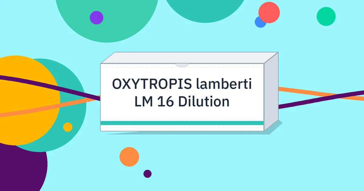 Symbolbild: Packung mit der Aufschrift OXYTROPIS lamberti LM 16 Dilution (PZN 13629900) – Verfügbarkeit und Bezug in Apotheken in Frankfurt am Main