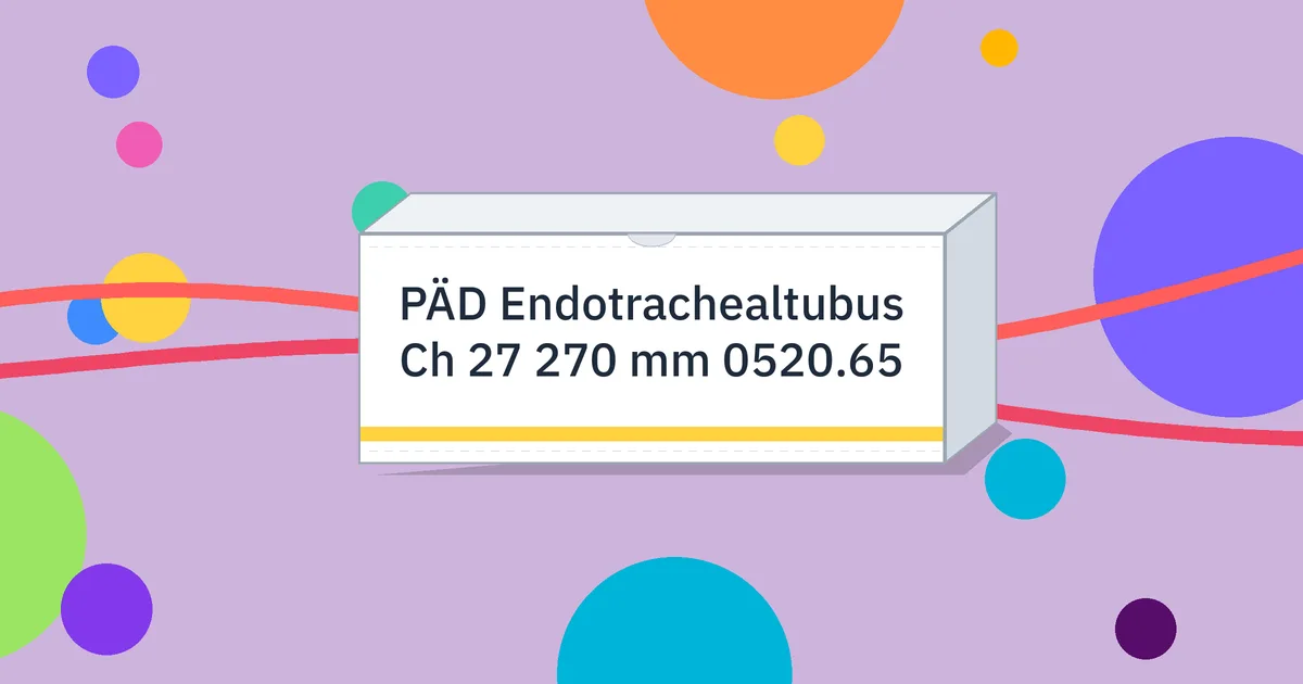 Symbolbild: Packung mit der Aufschrift PÄD Endotrachealtubus Ch 27 270 mm 0520.65 (PZN 00912014) – Verfügbarkeit und Bezug in Apotheken in Frankfurt am Main