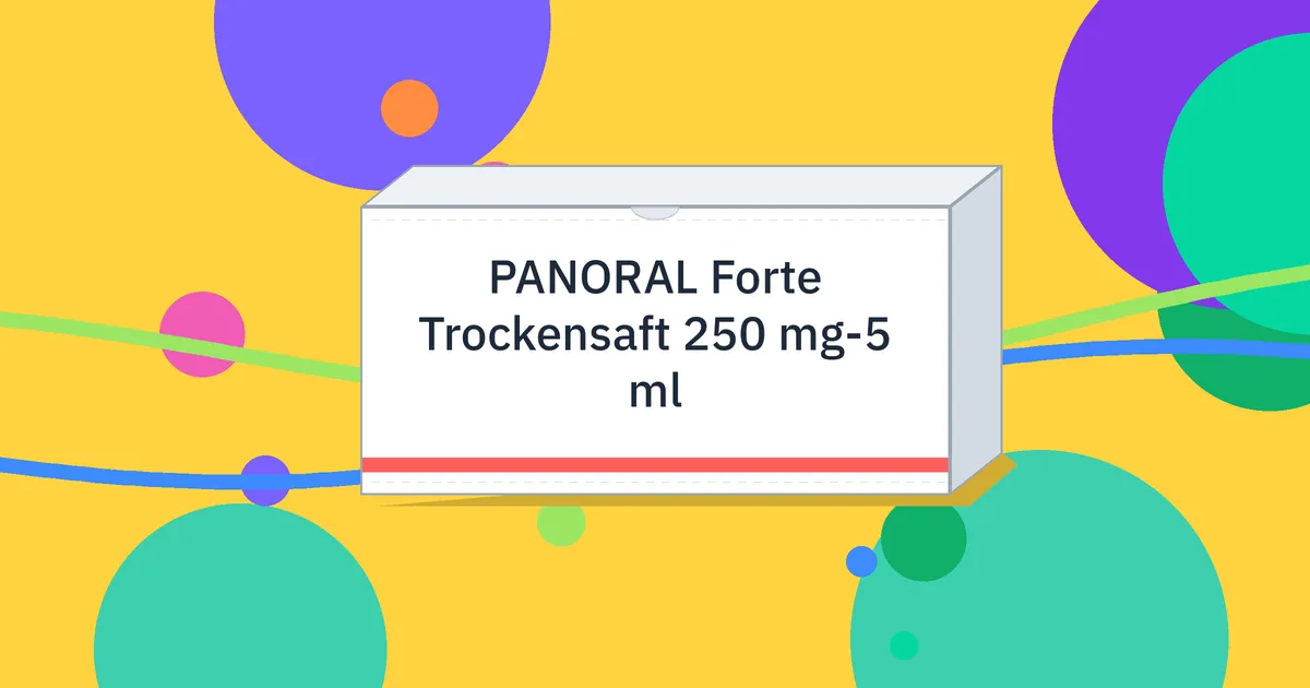 Symbolbild: Packung mit der Aufschrift PANORAL Forte Trockensaft 250 mg-5 ml (PZN 05492309) – Verfügbarkeit und Bezug in Apotheken in Frankfurt am Main