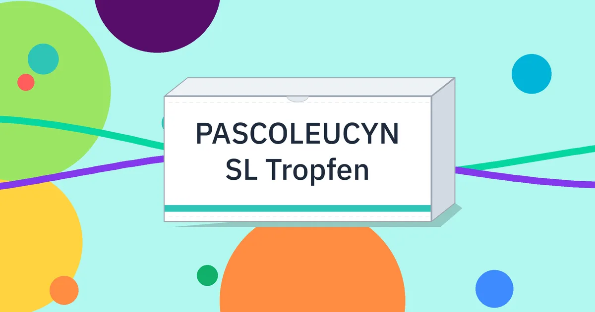 Symbolbild: Packung mit der Aufschrift PASCOLEUCYN SL Tropfen (PZN 16384853) – Verfügbarkeit und Bezug in Apotheken in Frankfurt am Main