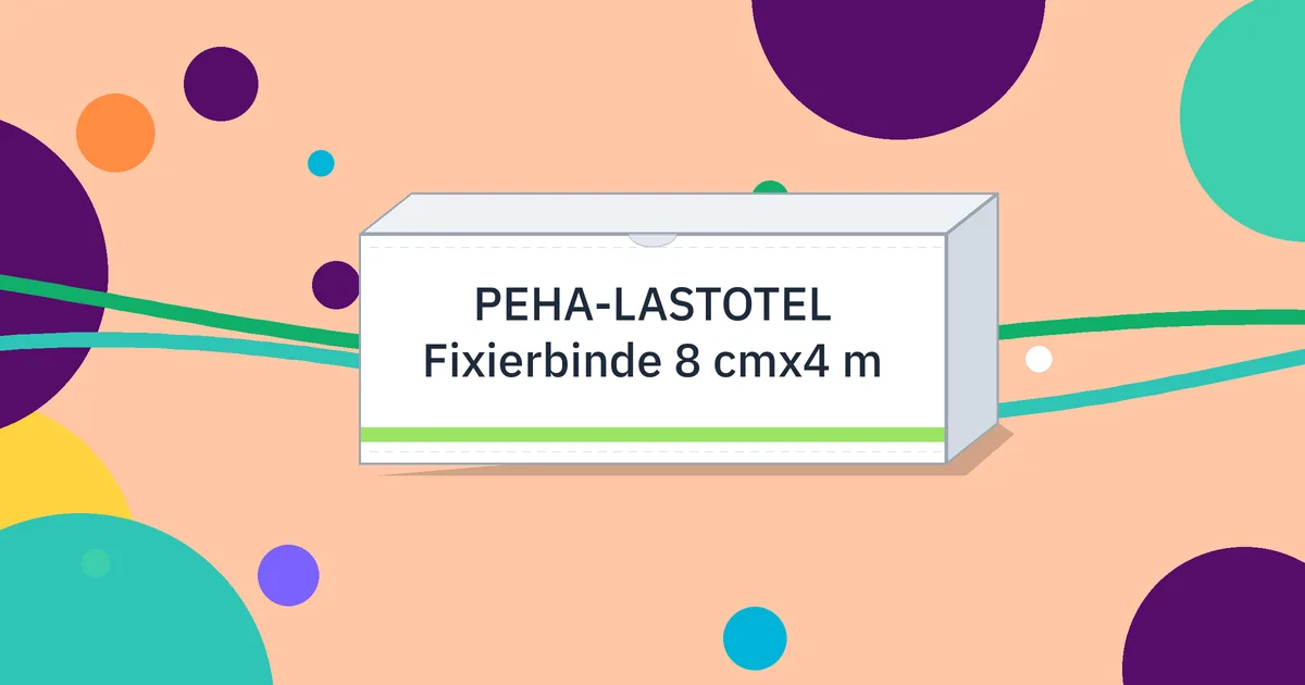 Symbolbild: Packung mit der Aufschrift PEHA-LASTOTEL Fixierbinde 8 cmx4 m (PZN 10074241) – Verfügbarkeit und Bezug in Apotheken in Frankfurt am Main