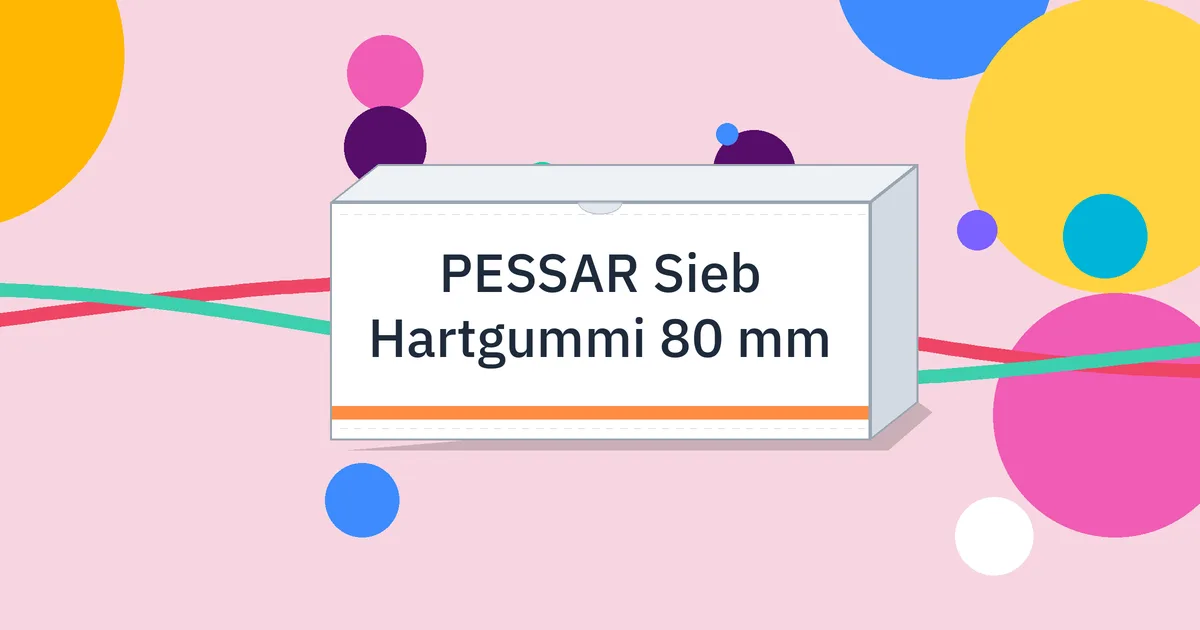 Symbolbild: Packung mit der Aufschrift PESSAR Sieb Hartgummi 80 mm (PZN 01734052) – Verfügbarkeit und Bezug in Apotheken in Frankfurt am Main