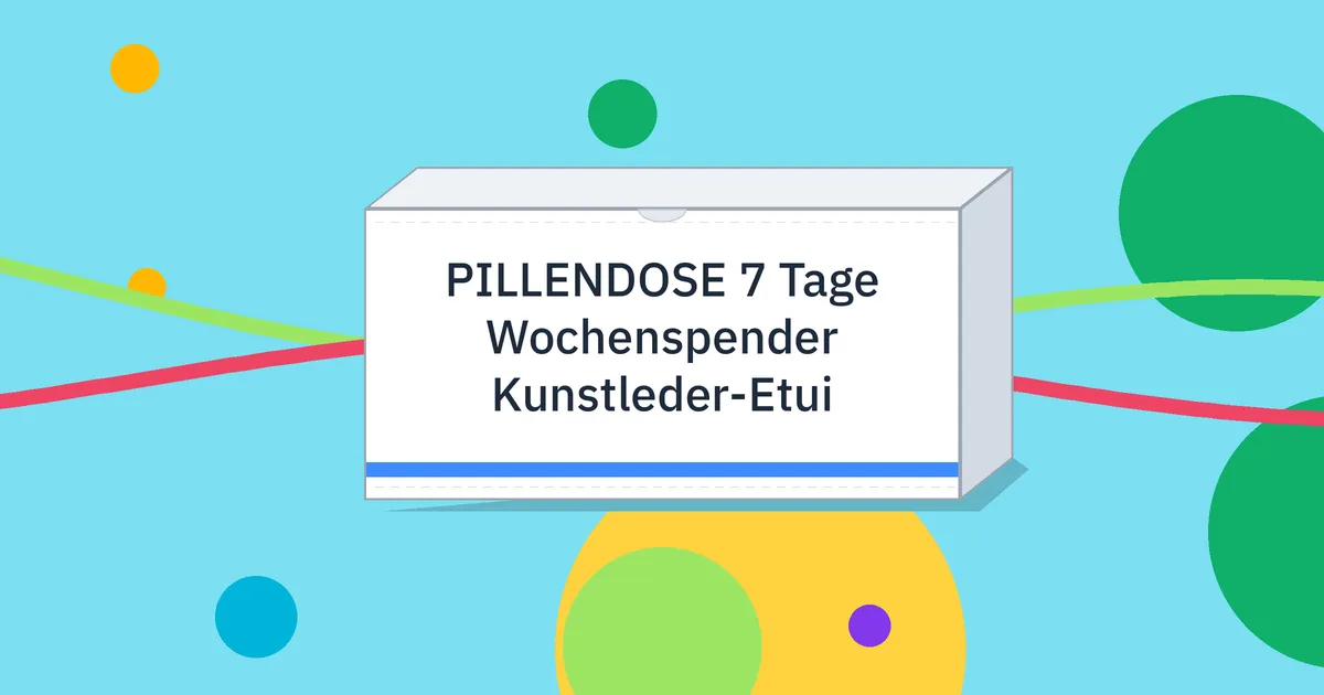 Symbolbild: Packung mit der Aufschrift PILLENDOSE 7 Tage Wochenspender Kunstleder-Etui (PZN 15733990) – Verfügbarkeit und Bezug in Apotheken in Frankfurt am Main