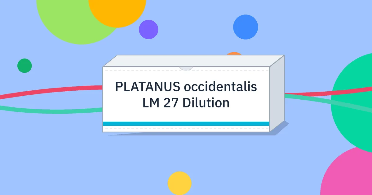 Symbolbild: Packung mit der Aufschrift PLATANUS occidentalis LM 27 Dilution (PZN 13647335) – Verfügbarkeit und Bezug in Apotheken in Frankfurt am Main