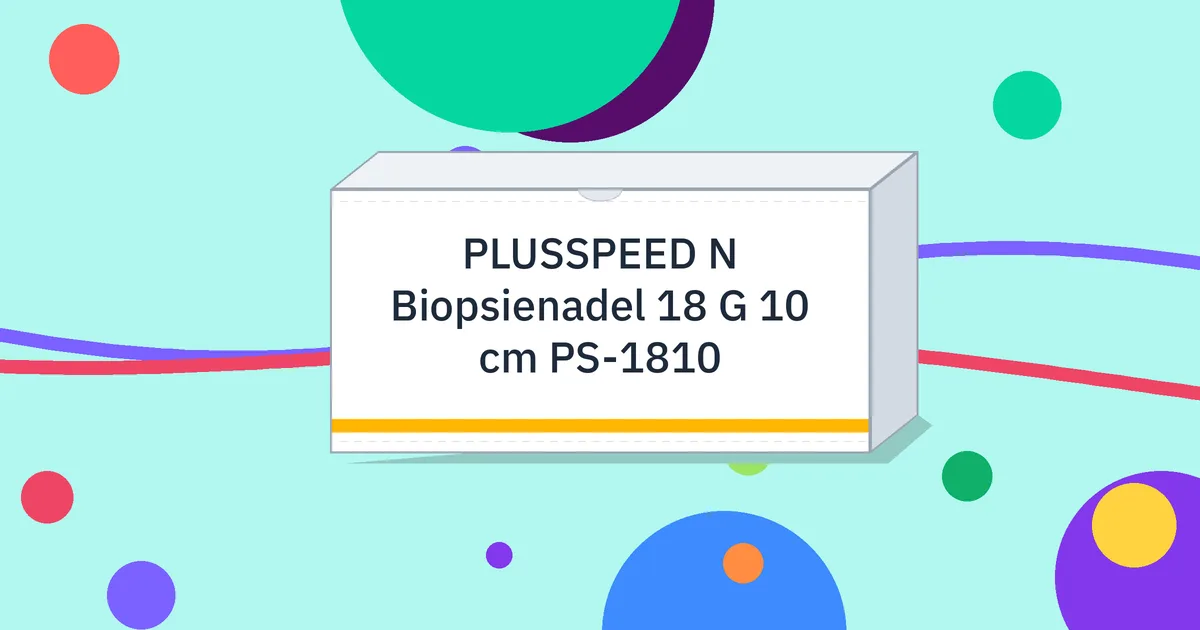 Symbolbild: Packung mit der Aufschrift PLUSSPEED N Biopsienadel 18 G 10 cm PS-1810 (PZN 15632763) – Verfügbarkeit und Bezug in Apotheken in Frankfurt am Main