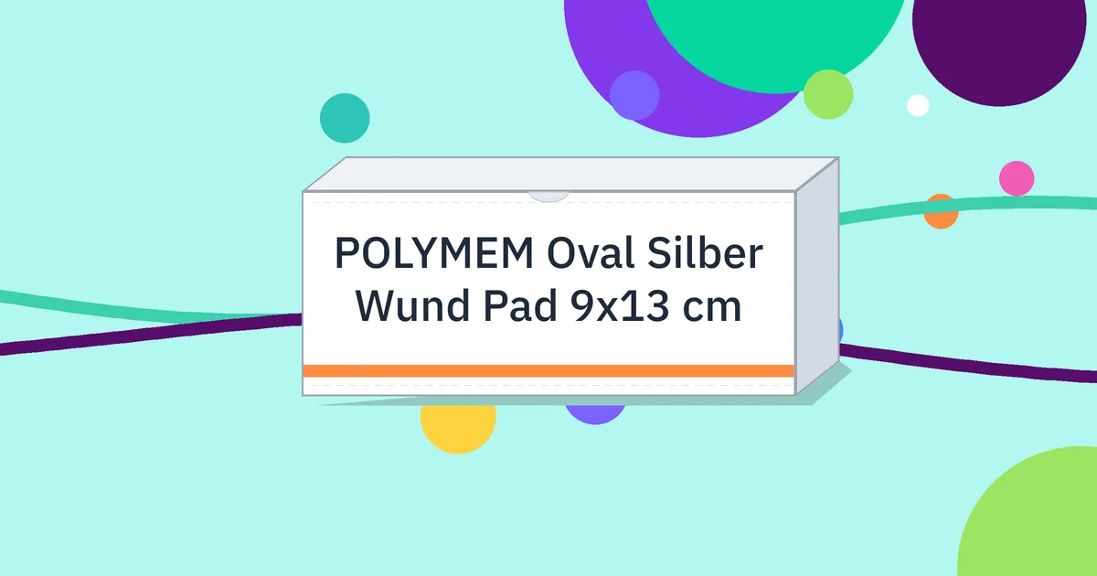 Symbolbild: Packung mit der Aufschrift POLYMEM Oval Silber Wund Pad 9x13 cm (PZN 16784015) – Verfügbarkeit und Bezug in Apotheken in Frankfurt am Main