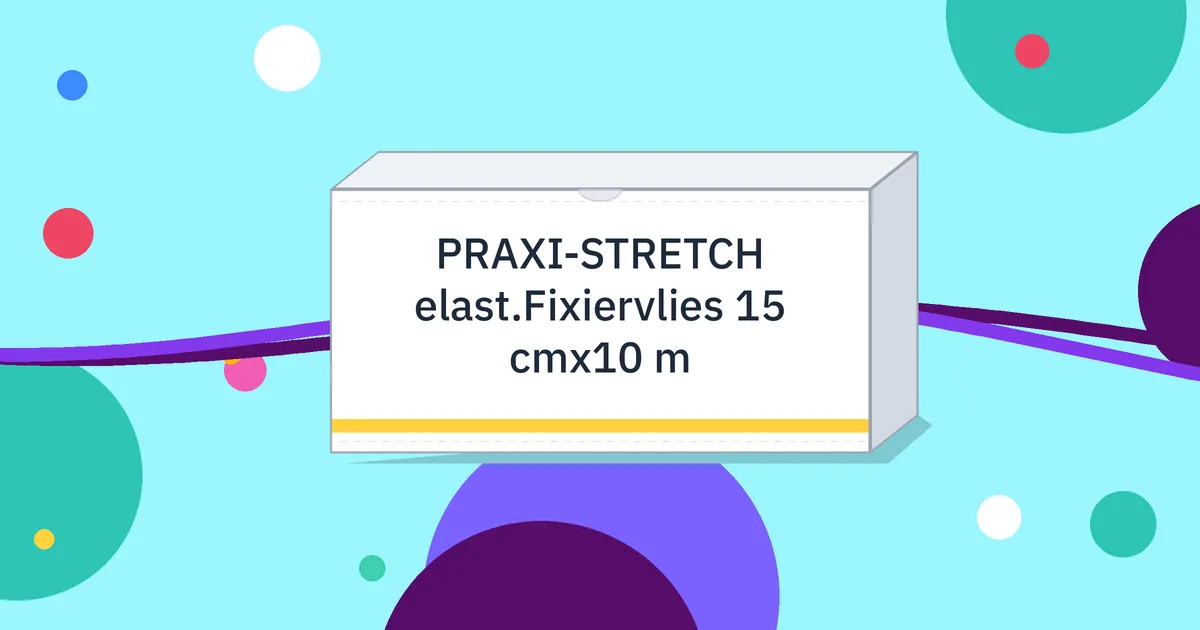 Symbolbild: Packung mit der Aufschrift PRAXI-STRETCH elast.Fixiervlies 15 cmx10 m (PZN 12827733) – Verfügbarkeit und Bezug in Apotheken in Frankfurt am Main