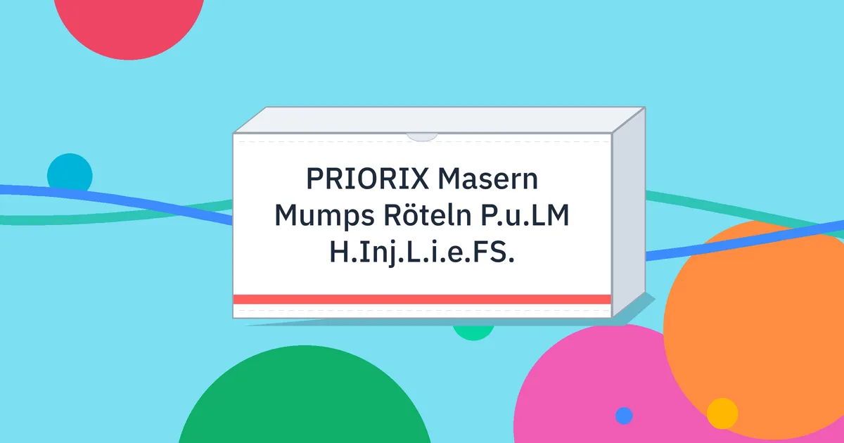 Symbolbild: Packung mit der Aufschrift PRIORIX Masern Mumps Röteln P.u.LM H.Inj.L.i.e.FS. (PZN 01546037) – Verfügbarkeit und Bezug in Apotheken in Frankfurt am Main
