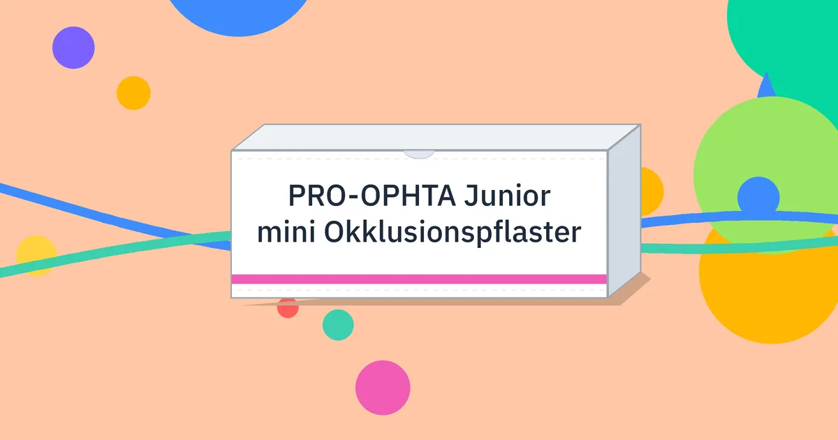 Symbolbild: Packung mit der Aufschrift PRO-OPHTA Junior mini Okklusionspflaster (PZN 01499007) – Verfügbarkeit und Bezug in Apotheken in Frankfurt am Main