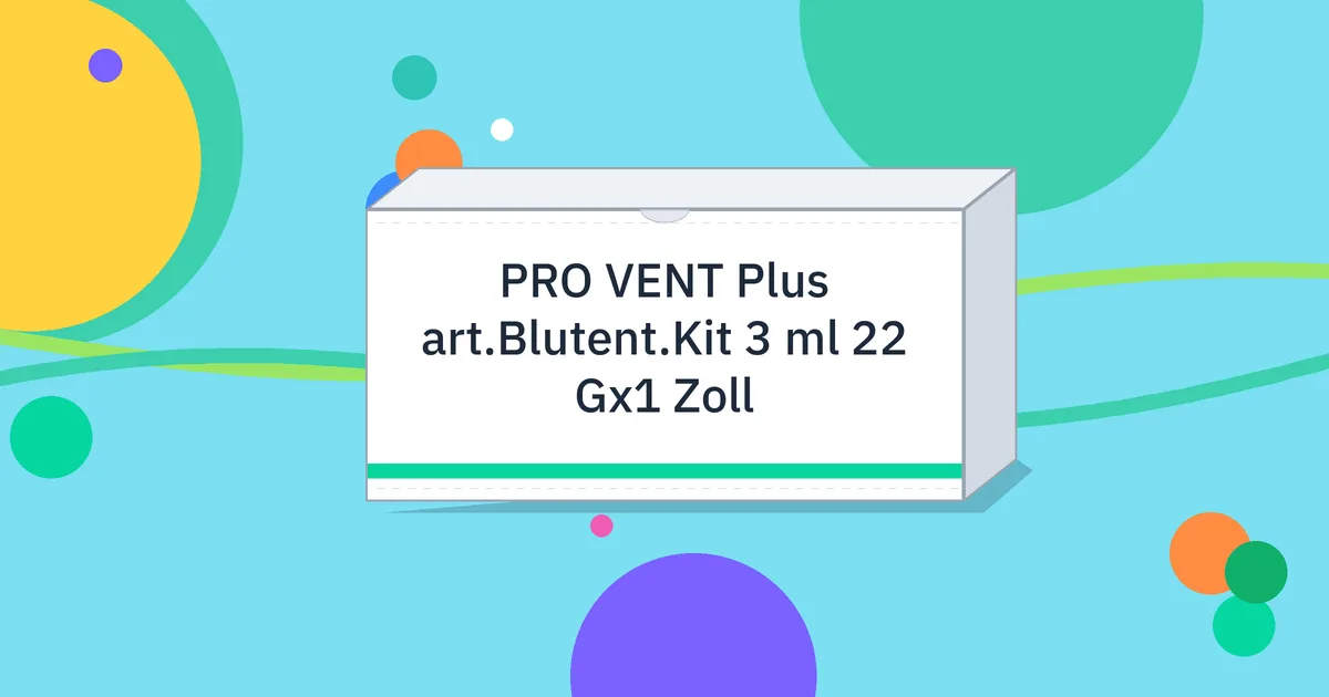 Symbolbild: Packung mit der Aufschrift PRO VENT Plus art.Blutent.Kit 3 ml 22 Gx1 Zoll (PZN 09218278) – Verfügbarkeit und Bezug in Apotheken in Frankfurt am Main