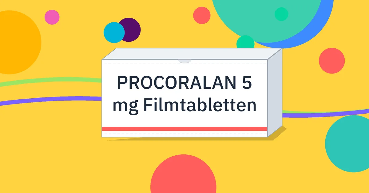 Symbolbild: Packung mit der Aufschrift PROCORALAN 5 mg Filmtabletten (PZN 18107224) – Verfügbarkeit und Bezug in Apotheken in Frankfurt am Main