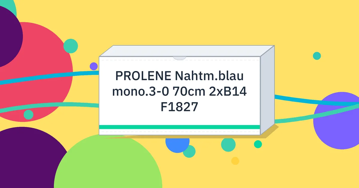 Symbolbild: Packung mit der Aufschrift PROLENE Nahtm.blau mono.3-0 70cm 2xB14 F1827 (PZN 20855258) – Verfügbarkeit und Bezug in Apotheken in Frankfurt am Main