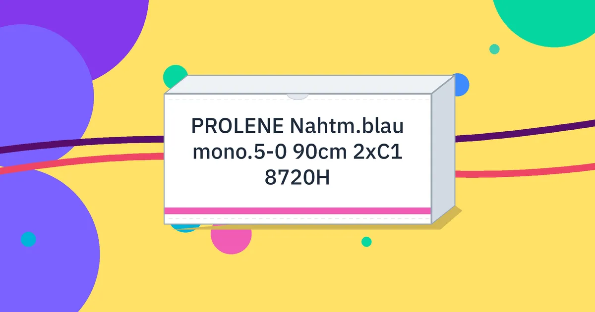 Symbolbild: Packung mit der Aufschrift PROLENE Nahtm.blau mono.5-0 90cm 2xC1 8720H (PZN 16806567) – Verfügbarkeit und Bezug in Apotheken in Frankfurt am Main