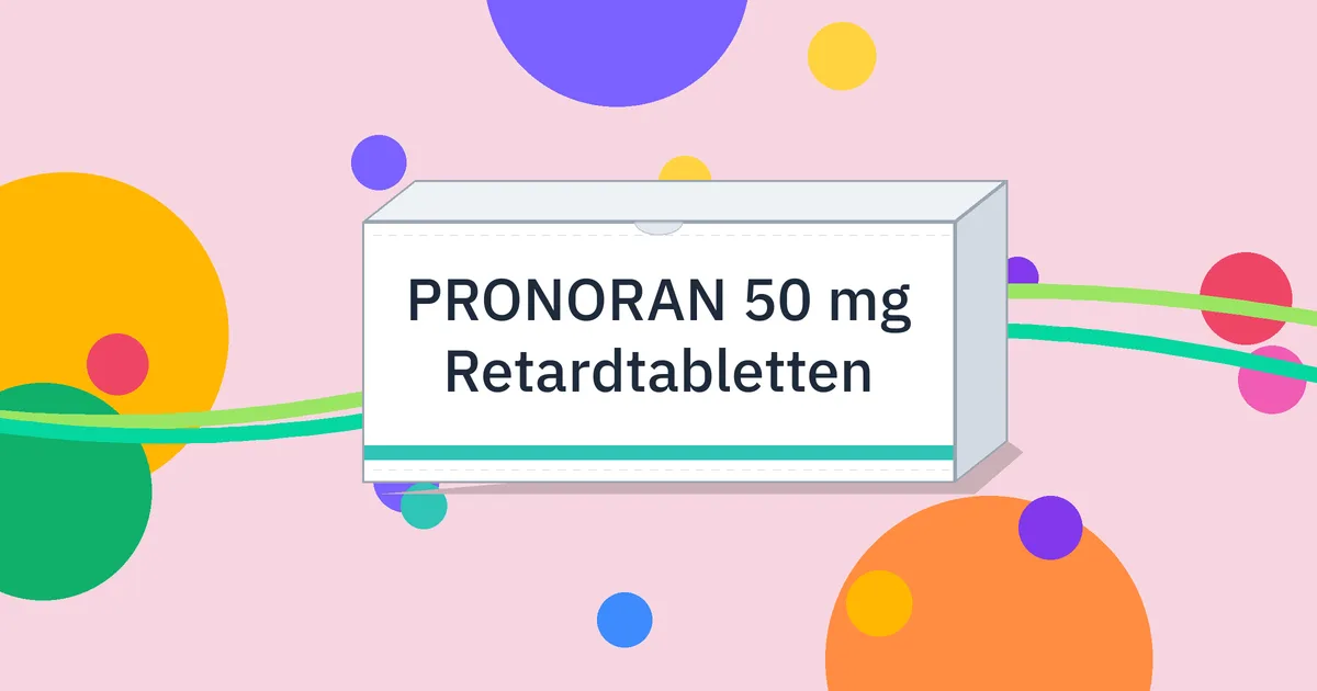 Symbolbild: Packung mit der Aufschrift PRONORAN 50 mg Retardtabletten (PZN 16565632) – Verfügbarkeit und Bezug in Apotheken in Frankfurt am Main