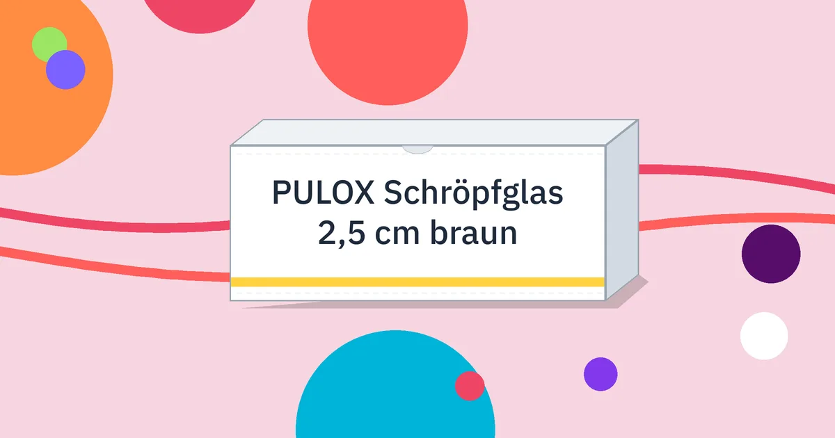 Symbolbild: Packung mit der Aufschrift PULOX Schröpfglas 2,5 cm braun (PZN 11675706) – Verfügbarkeit und Bezug in Apotheken in Frankfurt am Main