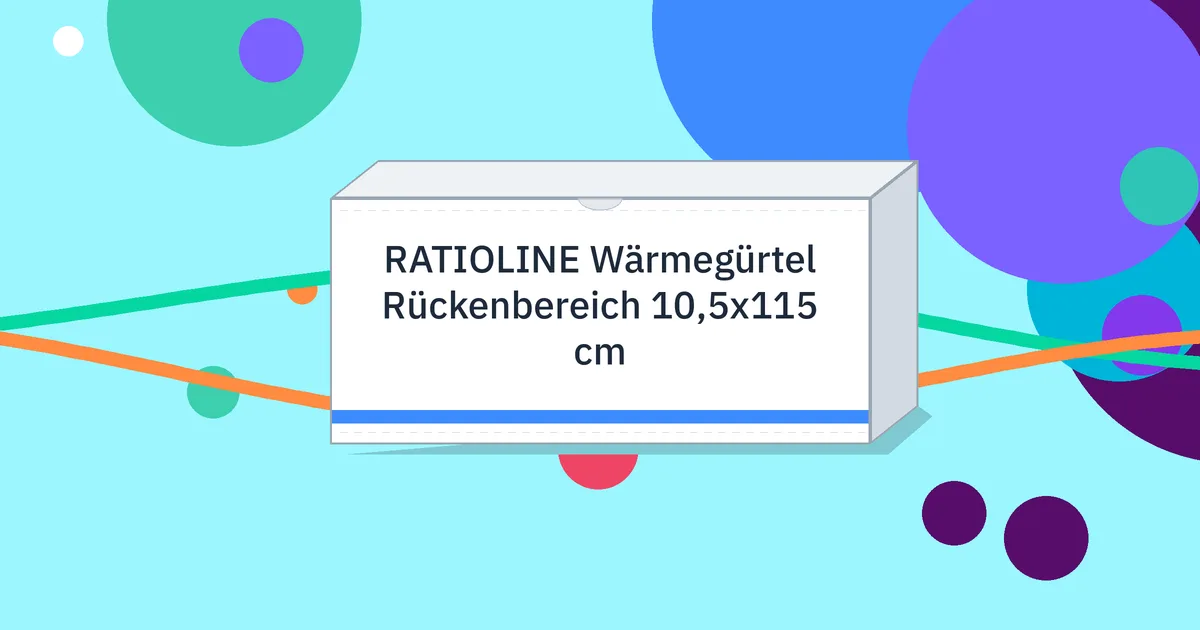 Symbolbild: Packung mit der Aufschrift RATIOLINE Wärmegürtel Rückenbereich 10,5x115 cm (PZN 18128657) – Verfügbarkeit und Bezug in Apotheken in Frankfurt am Main
