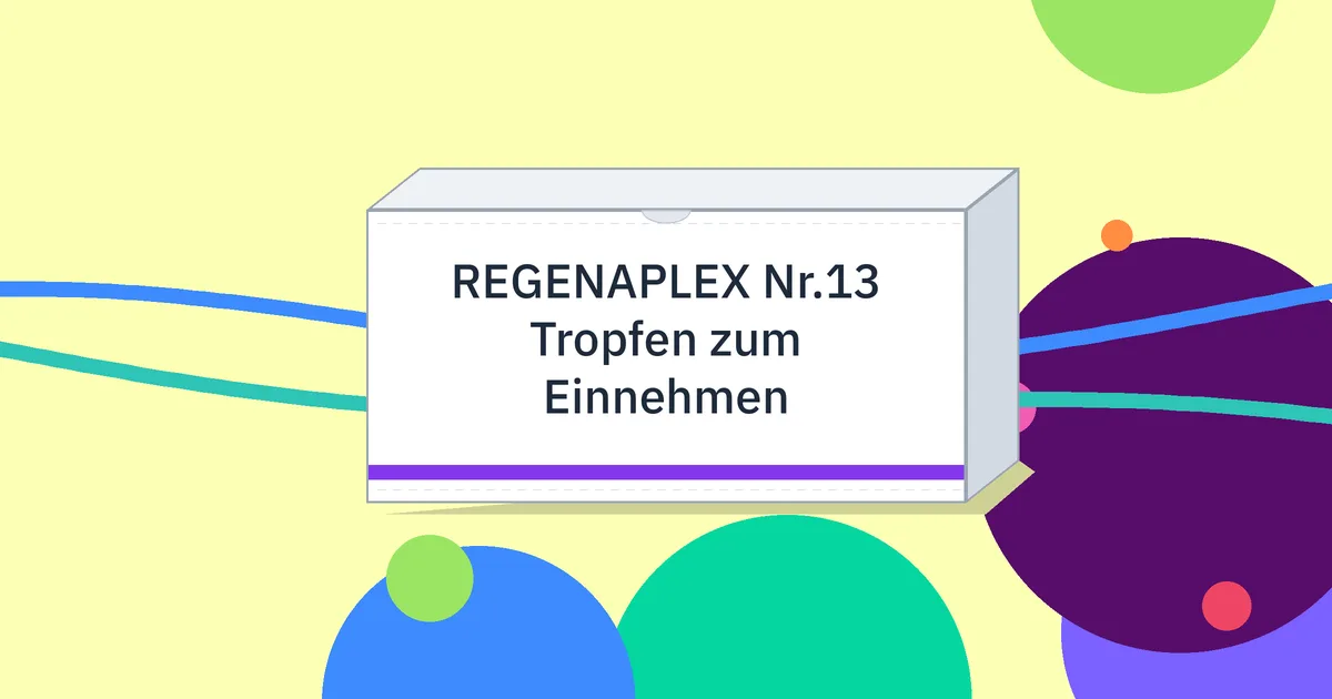 Symbolbild: Packung mit der Aufschrift REGENAPLEX Nr.13 Tropfen zum Einnehmen (PZN 02642004) – Verfügbarkeit und Bezug in Apotheken in Frankfurt am Main