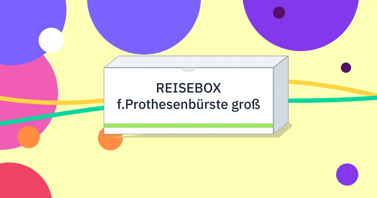 Symbolbild: Packung mit der Aufschrift REISEBOX f.Prothesenbürste groß (PZN 06058207) – Verfügbarkeit und Bezug in Apotheken in Frankfurt am Main