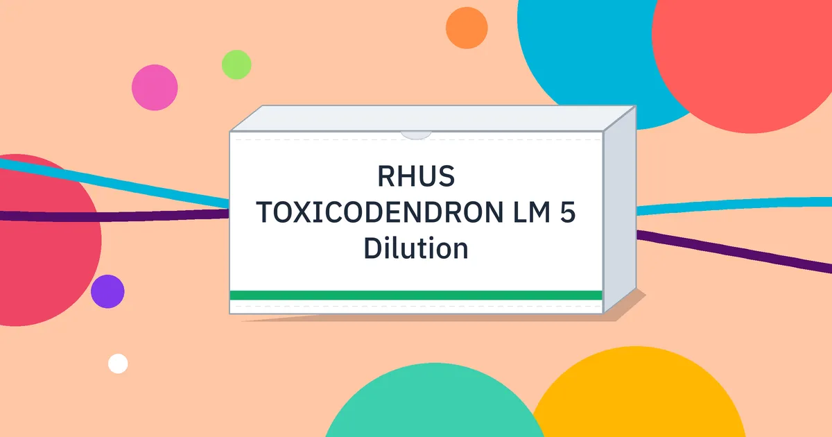 Symbolbild: Packung mit der Aufschrift RHUS TOXICODENDRON LM 5 Dilution (PZN 13053564) – Verfügbarkeit und Bezug in Apotheken in Frankfurt am Main