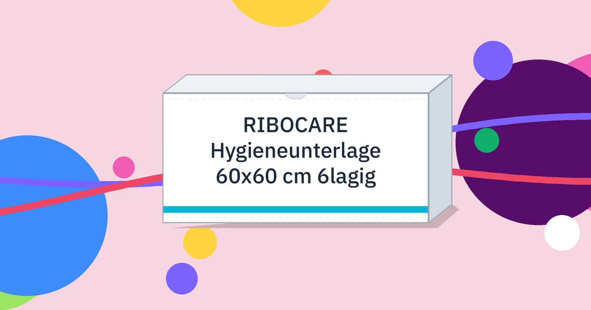 Symbolbild: Packung mit der Aufschrift RIBOCARE Hygieneunterlage 60x60 cm 6lagig (PZN 13587685) – Verfügbarkeit und Bezug in Apotheken in Frankfurt am Main