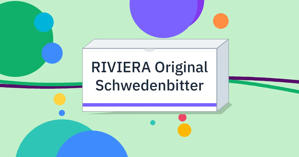 Symbolbild: Packung mit der Aufschrift RIVIERA Original Schwedenbitter (PZN 19992731) – Verfügbarkeit und Bezug in Apotheken in Frankfurt am Main