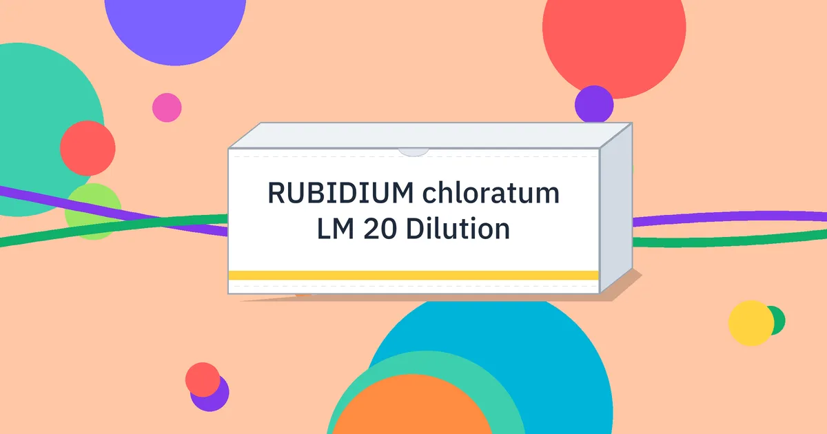Symbolbild: Packung mit der Aufschrift RUBIDIUM chloratum LM 20 Dilution (PZN 13171938) – Verfügbarkeit und Bezug in Apotheken in Frankfurt am Main