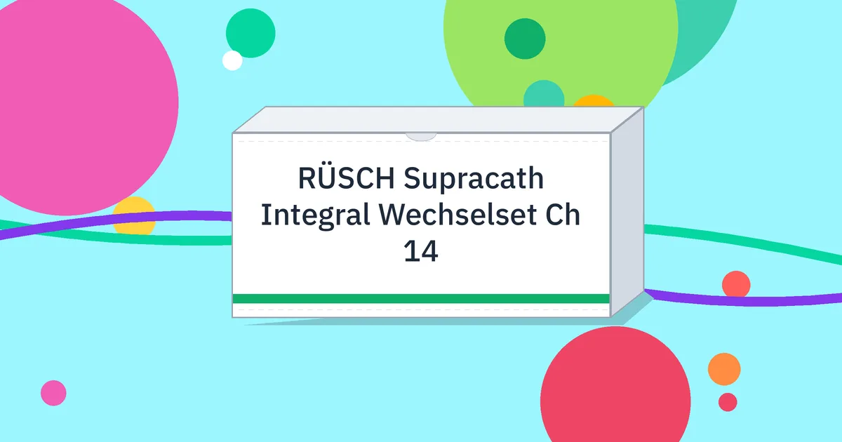 Symbolbild: Packung mit der Aufschrift RÜSCH Supracath Integral Wechselset Ch 14 (PZN 03448416) – Verfügbarkeit und Bezug in Apotheken in Frankfurt am Main